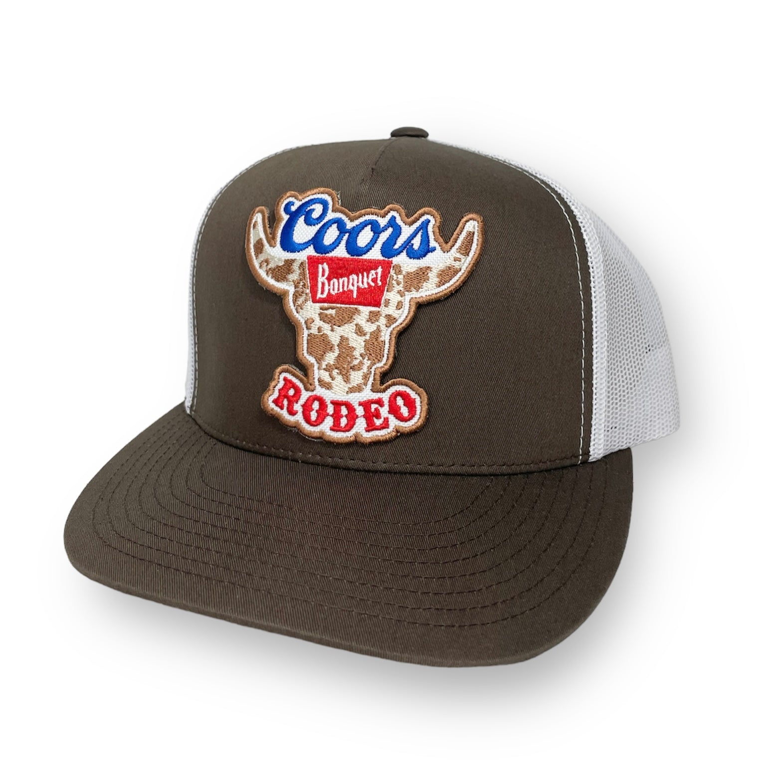 Banquet Rodeo Bull Patch x Brown/White Hat | Whiskey Road Hat Co